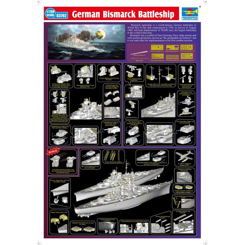 ACORAZADO BISMARCK -Escala 1/200 - Trumpeter 03702